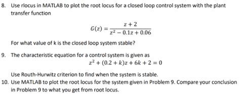 use rlocus in matlab to plot the root locus for a