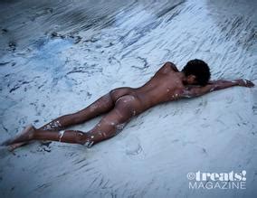 Ebonee Davis Shows Off Her Naked Body In A Various Poses On The Beach