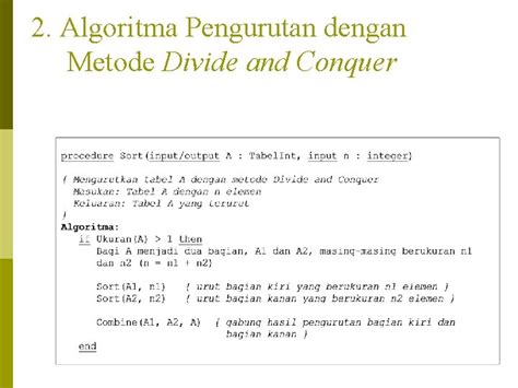 Algoritma Divide And Conquer Deskripsi P Materi Ini
