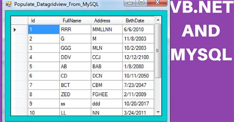 VB Net Populate DataGridView From MySQL Bahasa Pemrogaman