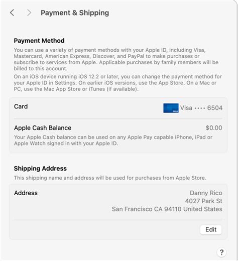 Set Up Your Apple ID Payment Method And Shipping Address On Mac Apple