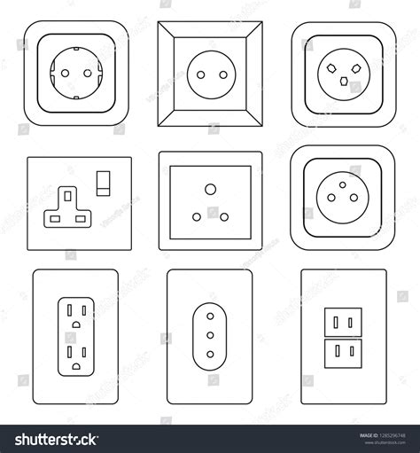 Electric Outlet Different Type Power Socket Stock Vector Royalty Free