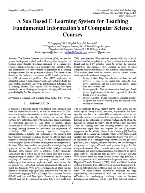 a soa based e learning system for teaching fundamental informations of computer science courses