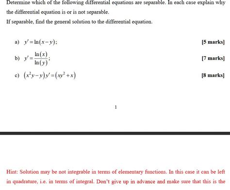 solved of determine which the following differential