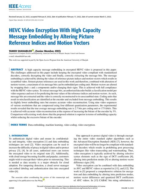 pdf hevc video encryption with high capacity message embedding by altering picture reference