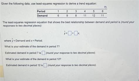 solved given the following data use least squares