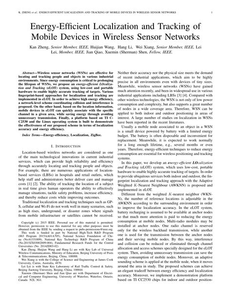 pdf energy efficient localization and tracking of mobile devices in wireless sensor networks