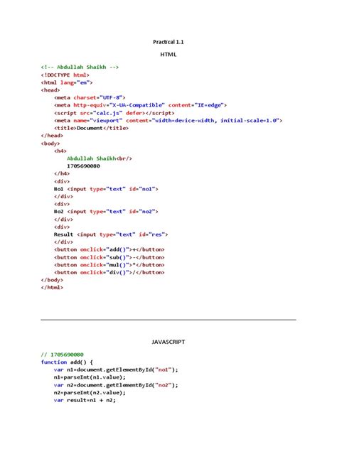 basic javascript calculations an html javascript code sample for performing basic math