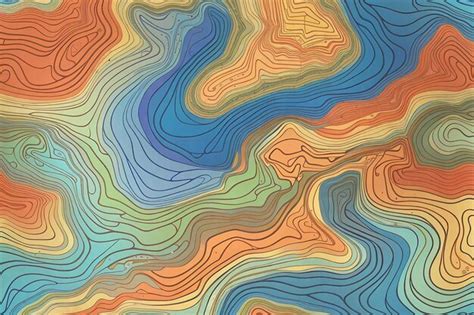 Premium AI Image Topographic Contour Lines Map Seamless Pattern