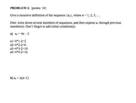 solved problem 2 [points 10] give a recursive definition