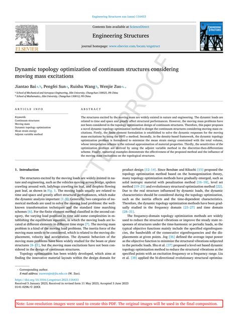 pdf dynamic topology optimization of continuum structures considering moving mass excitations