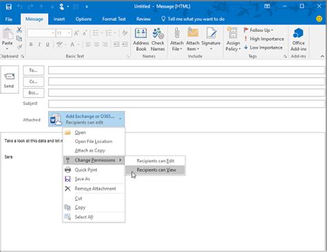 Outlook File Menu