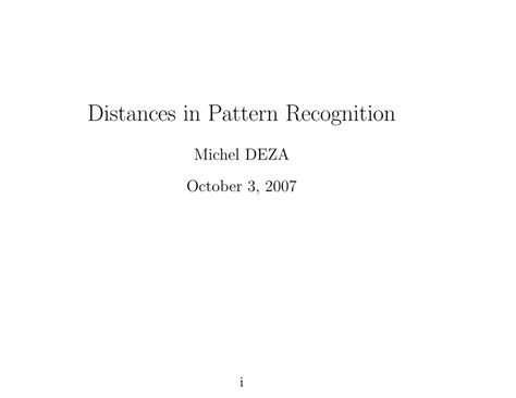 pdf distances in pattern recognition