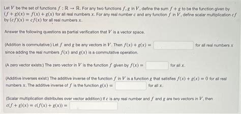 solved 1 point a vector space over r is a set v of objects