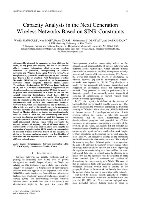pdf capacity analysis in the next generation wireless networks based on sinr constraints