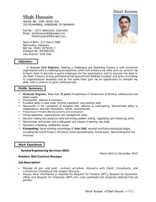 Engr Shah Resume PDF
