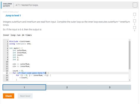 solved jump to level 1 integers outernum and innernum are