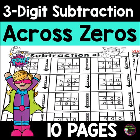 Digit Subtraction Across Zeros Worksheets Made By Teachers