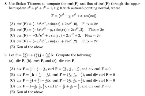 solved use stokes theorem to compute the curl f and flux