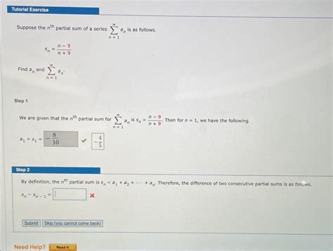 solved suppose the nth partial sum of a series ∑n 1∞an is