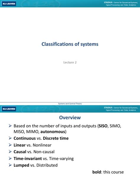 classifications of systems systems and control theory pdf linearity causality