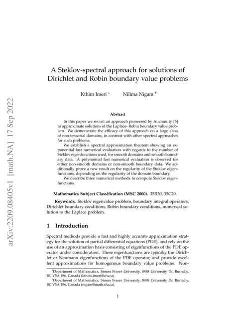 a steklov spectral approach for solutions of dirichlet and robin boundary value problems deepai