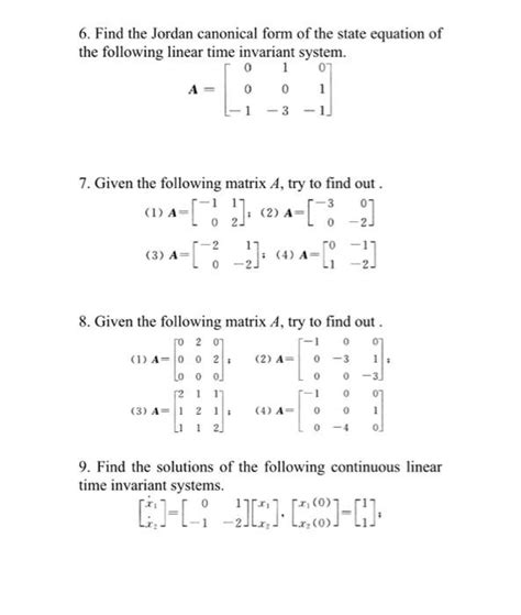 solved 6 find the jordan canonical form of the state