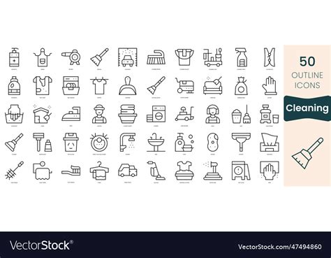 Set Of Cleaning Icons Thin Linear Style Icons Pack