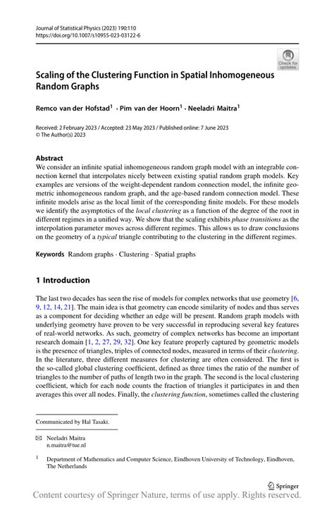 pdf scaling of the clustering function in spatial inhomogeneous random graphs
