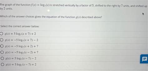 solved the graph of the function f x log7 x is stretched
