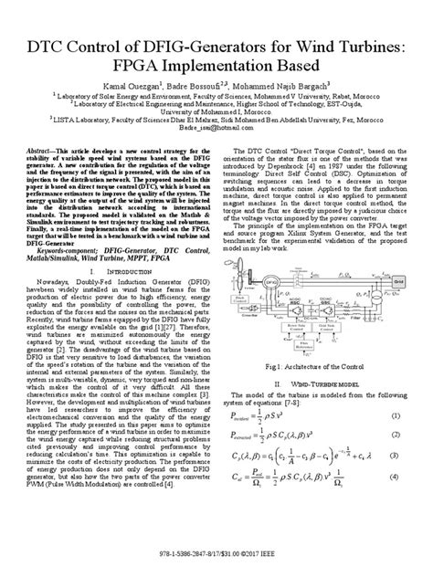 dtc control of dfig generators for wind turbines fpga implementation based pdf electric