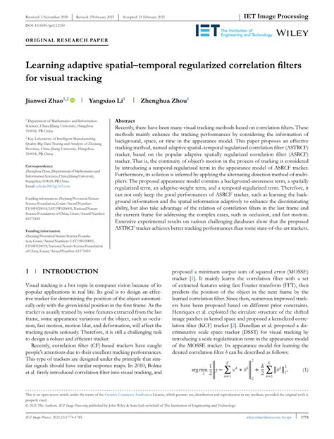 pdf learning adaptive spatial temporal regularized correlation filters for visual tracking