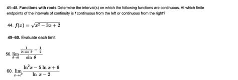 solved 41 48 functions with roots determine the interval s on which the following functions