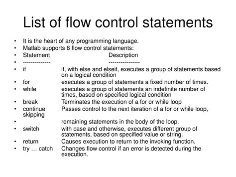 ppt list of flow control statements powerpoint presentation free download id 4775126