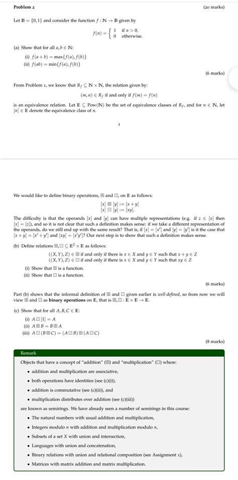 solved problem 2 20 marks let b {0 1} and consider the