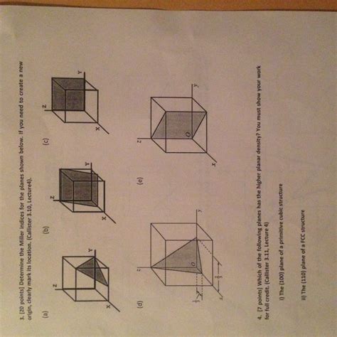 solved 3 [20 points] determine the miller indices for the