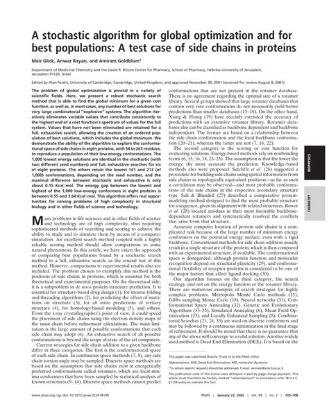 pdf a stochastic algorithm for global optimization and for best populations a test case of