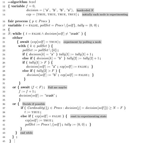 modeling a read write version of texel an asynchronous consensus algorithm without rounds