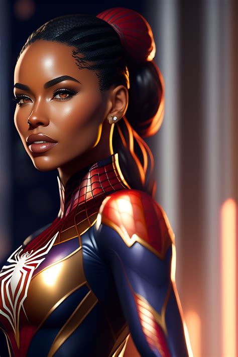 Lexica A Female Version Of Spider Man In Full Body View Dream Like Art Smooth Lighting