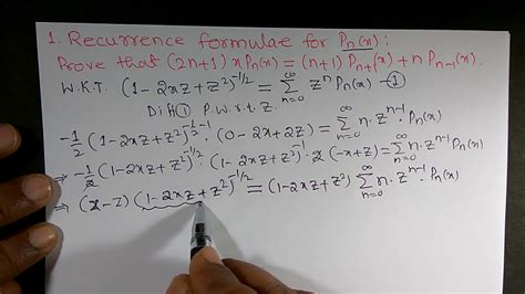 recurrence relation for legendre polynomial1 youtube