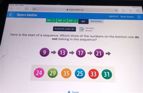 solved aa sparxmaths uk sparx maths 29679 xp oliver anstey 6 a √ 6b 6c 6d summary beakwark code
