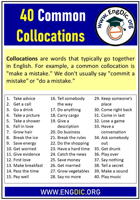 40 Common Collocation Words Most Important EngDic