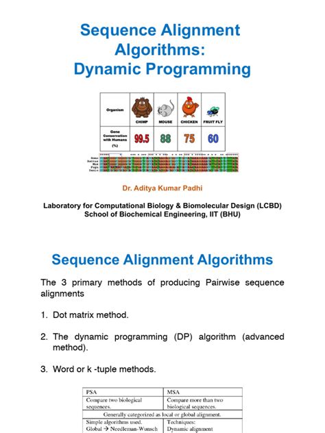 lecture 7 dynamic programming global sequence alignment pdf sequence alignment dynamic