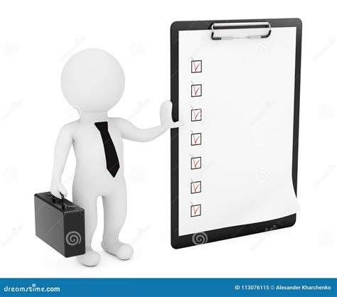 3d Person Businessman Holding Clipboard With Checklist 3d Rendering