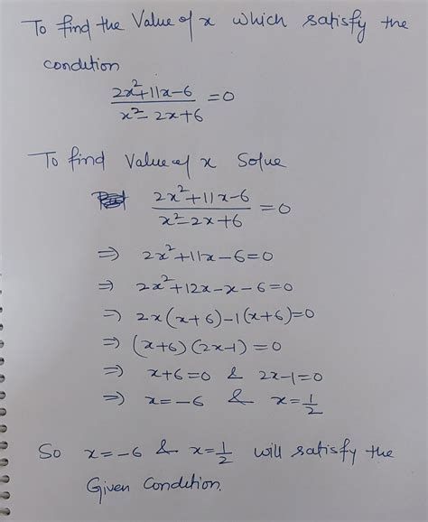 [solved] find the values that satisfy the given equation 2x 2 11x 6 x 2 2x 6 0 course hero