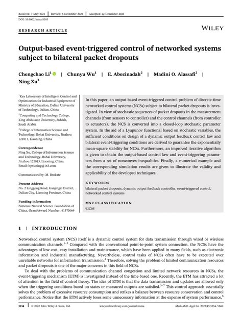 output‐based event‐triggered control of networked systems subject to bilateral packet dropouts
