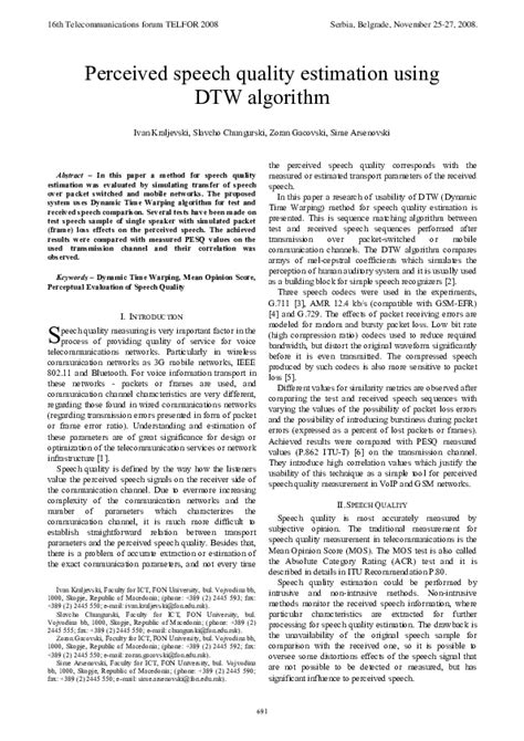 pdf [pdf]perceived speech quality estimation using dtw algorithm ivan kraljevski