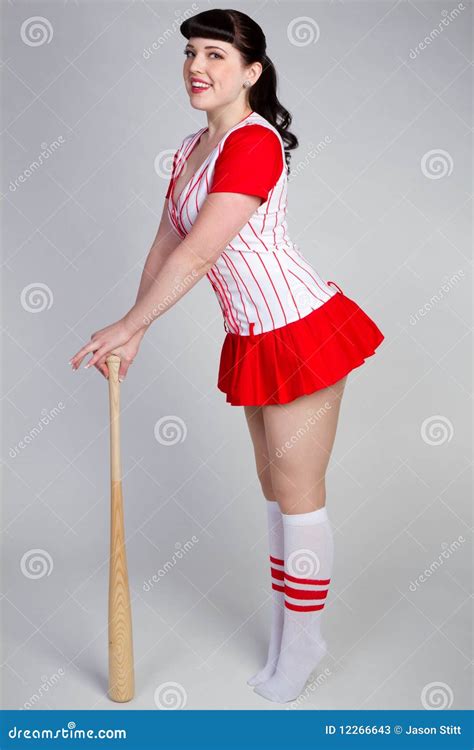 Baseball Pinup Girl Stock Image Image Of Smile Portrait 12266643