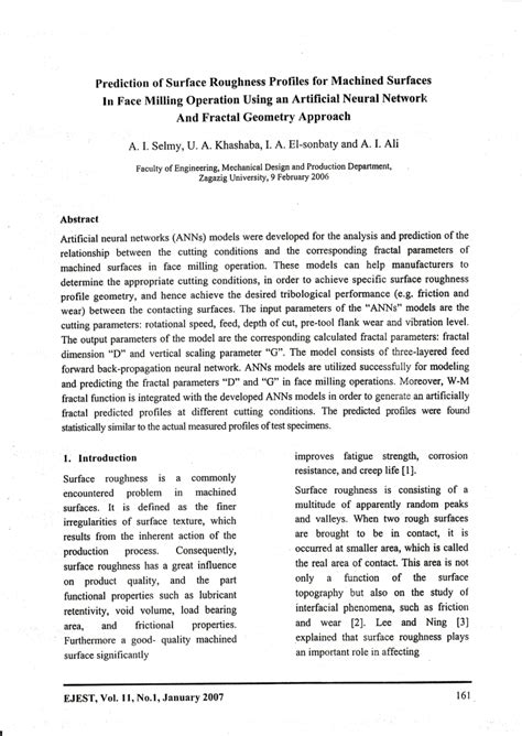 pdf prediction of surface roughness profiles for milled surfaces using an artificial neural