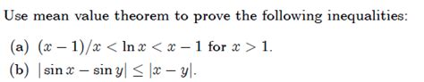 solved use mean value theorem to prove the following